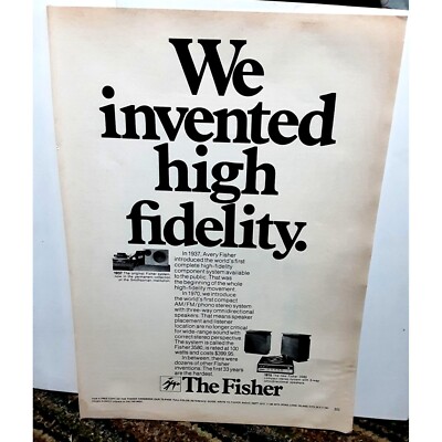 1970 Fisher We Invented High Fidelity Stereo Vintage Print Ad | eBay