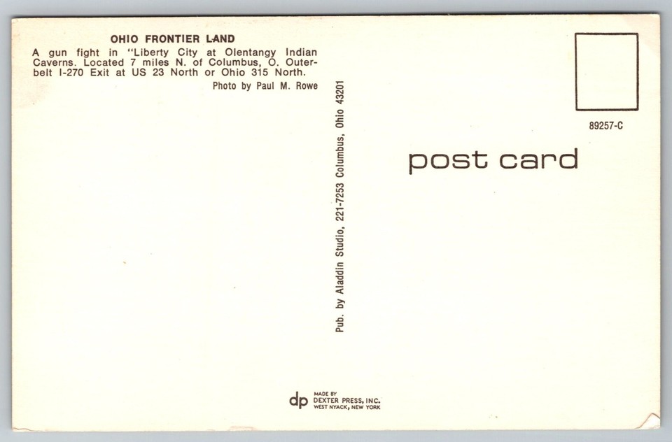Postcard Ohio Frontier Land Gun Fight In Liberty City Indian Caverns ...