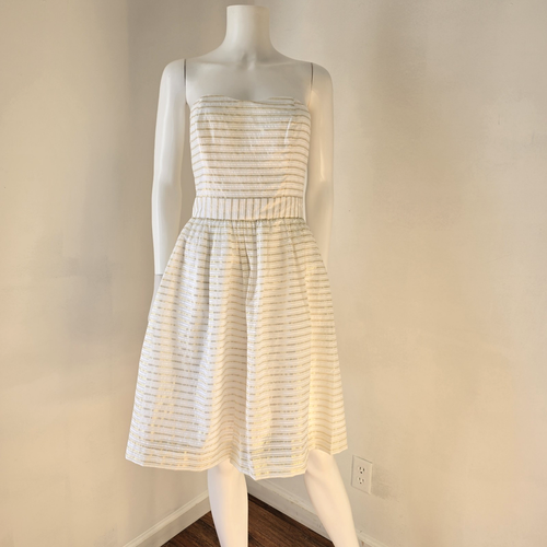 Lilly Pulitzer Size 4 Dress Strapless Kerry Gold White Stripe Shimmer ...