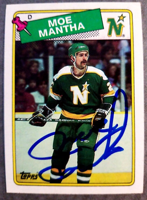 Moe Mantha Minnesota North Stars 1988 Topps #30 NHL Autographed Hockey ...