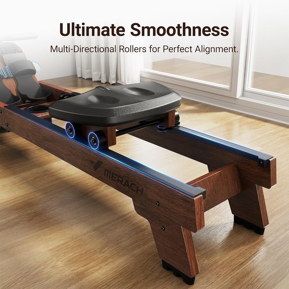 MERACH R14 Solid Wood Water Rowing Machine Workout Exercise Fitness ...