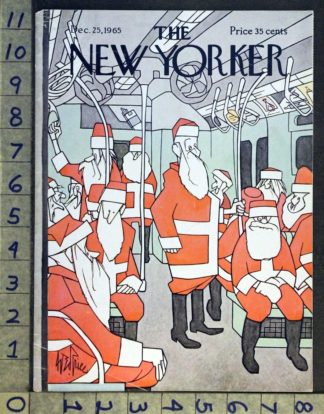 1965 CHRISTMAS SANTA CLAUSE SUBWAY GEORGE PRICE ARTIST NEW YORKER COVER ...