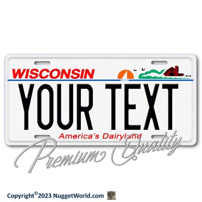 WISCONSIN Personalized Vanity YOUR TEXT Custom Aluminum License Plate ...