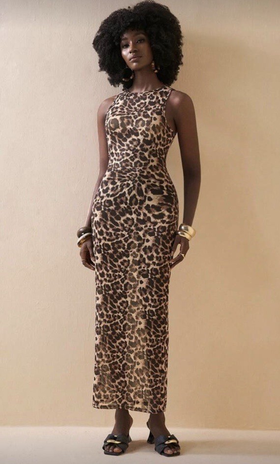 Shein Leopard Print Mesh Maxi Dress Size L 12-14 | eBay UK