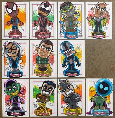 2009 Spider-Man Archives Bobble Head 11/12 Sketch Card Set Sonny Strait ...