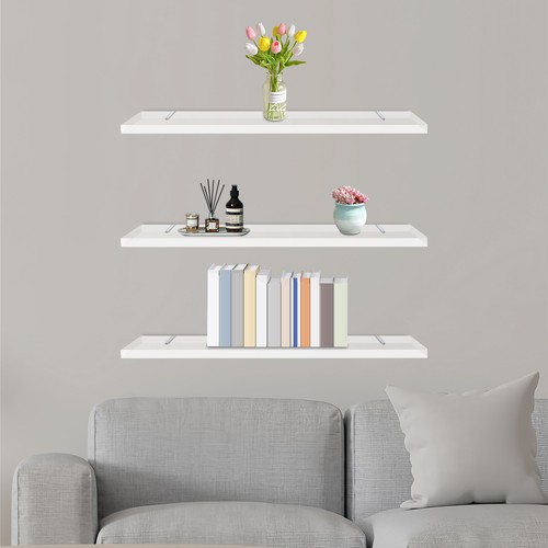Acrylic Floating Shelves, Wall-Mounted Acrylic Shelves 3 Pcs Clear ...