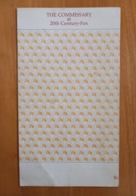 Vintage 20th Century Fox Studio THE COMMISSARY Lot Restaurant Menu | eBay