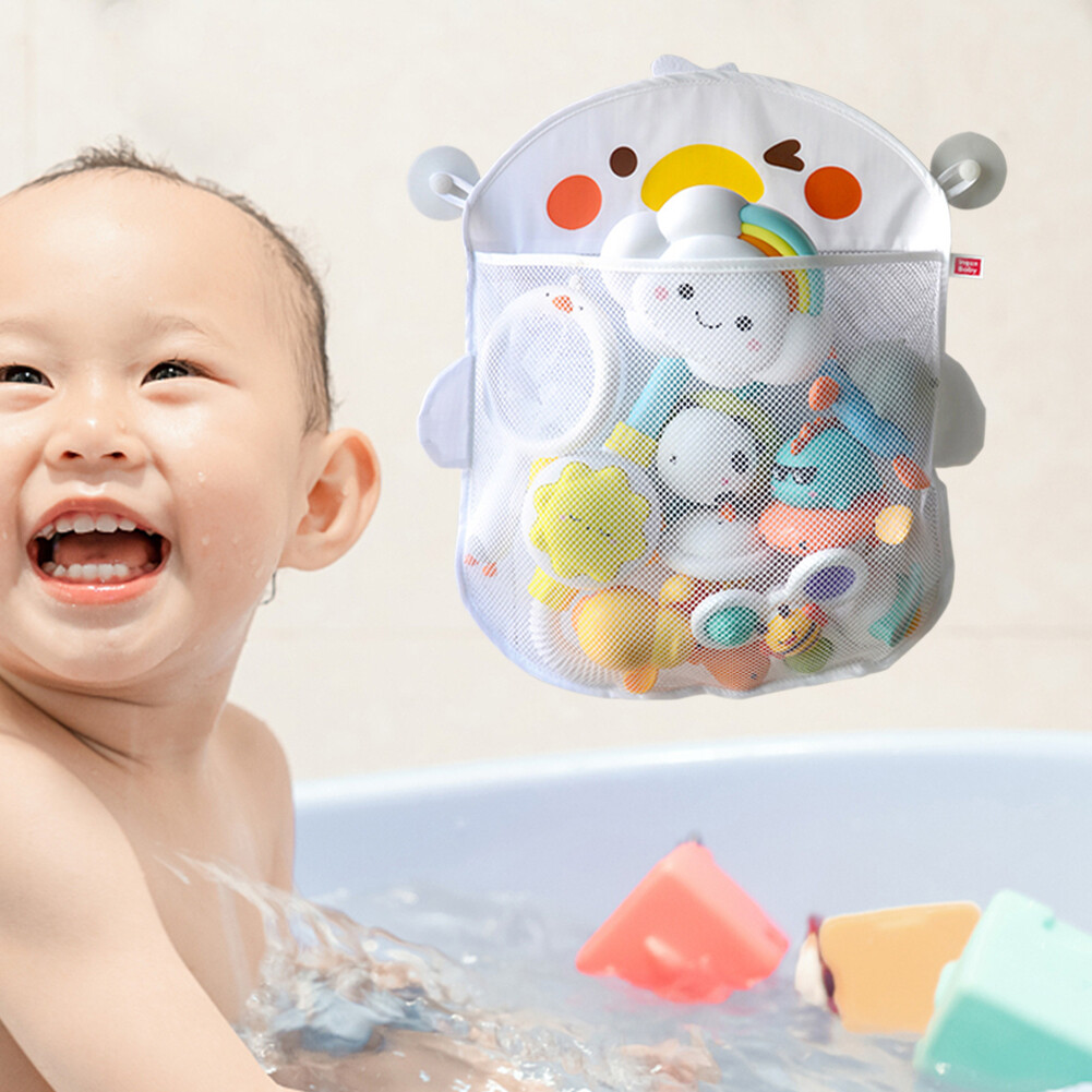 Basket Mesh Bag with Suction Toys Holder Washable for Toy Storage ...