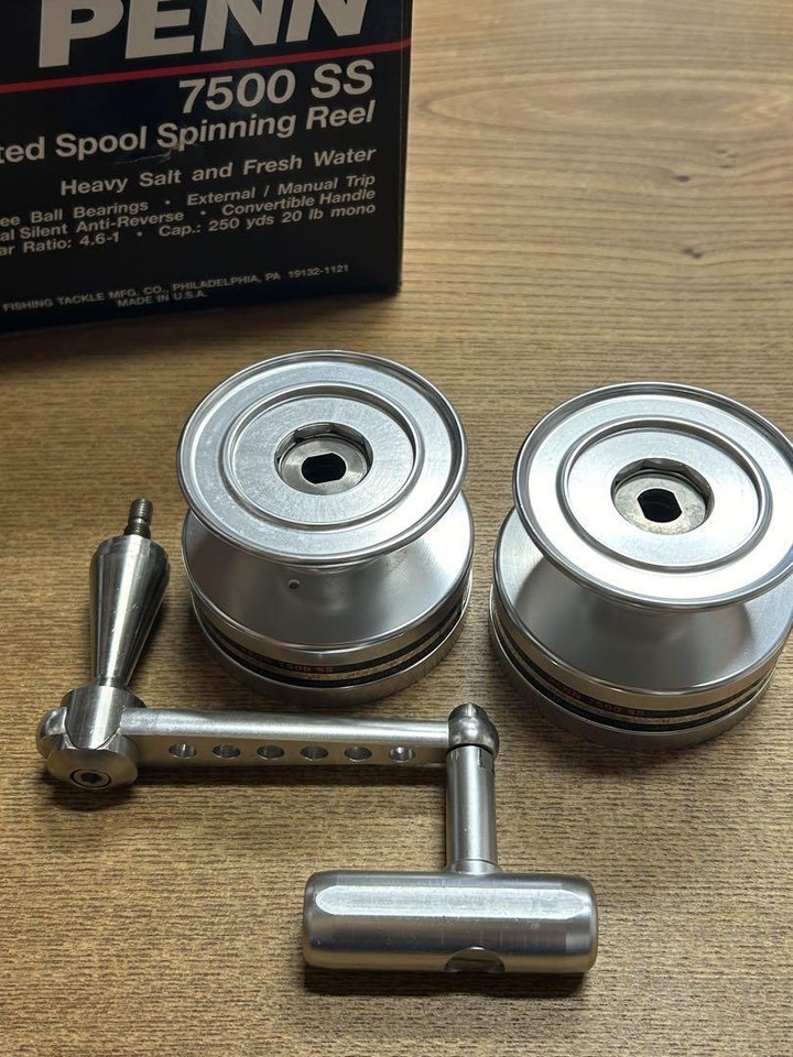 Penn Spinfisher 7500SS Reel with Silver Anodized Parts, 2 Spare Spools ...