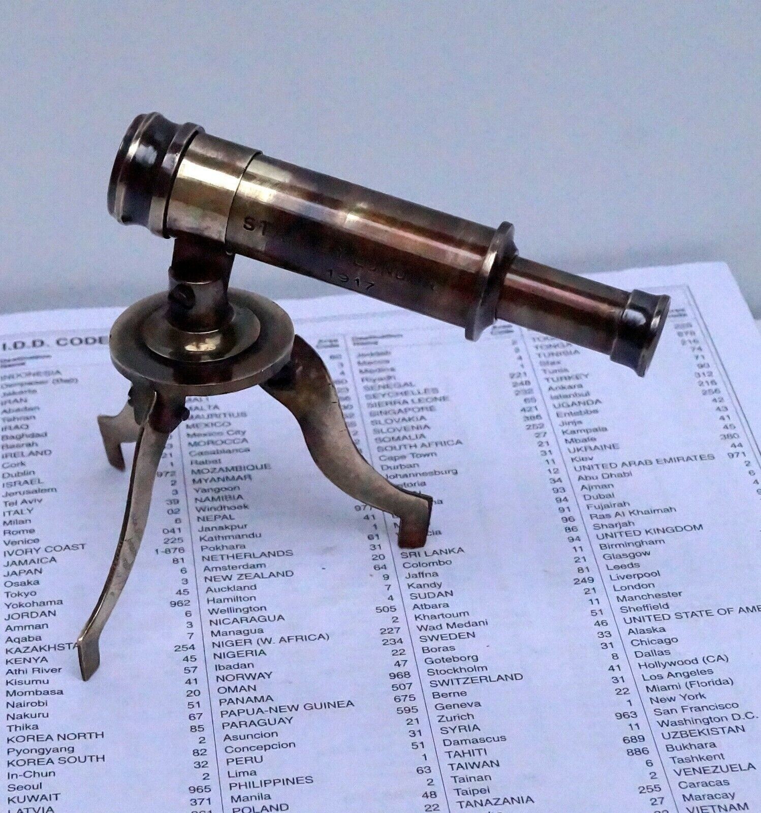 Victorian Brass Telescope with Mini Tripod Stand Antique Vintage ...