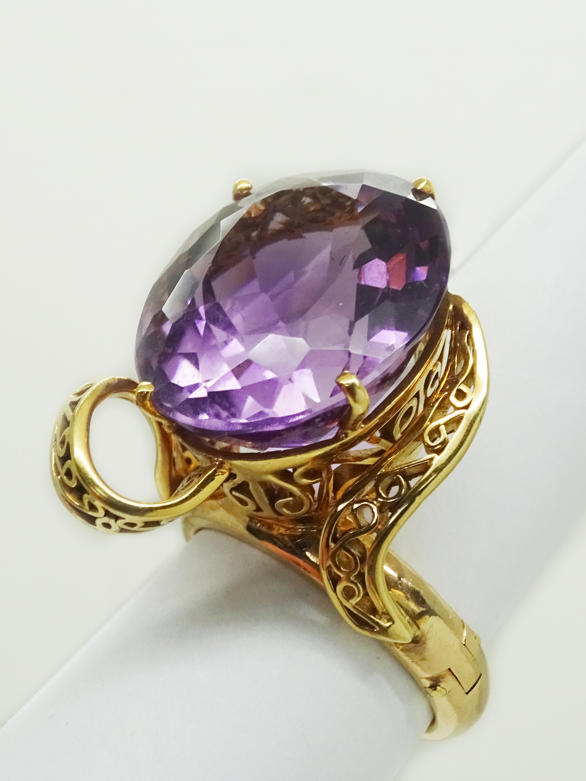 Large Oval Amethyst Secure Superfit Shank 14k / 18k Gold Ring, Size 5.5 ...