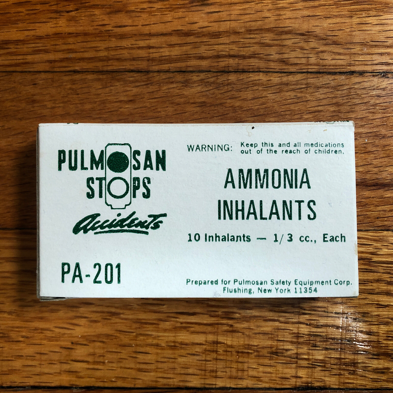 Vintage Pulmosan PA-201 First Aid Ammonia Inhalants Flushing NY ...
