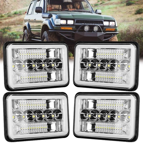 4pcs 4x6'' LED Headlights DRL for FJ80 FZJ80 HZJ80 Toyota Landcruiser ...