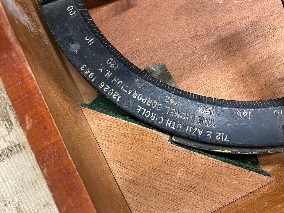 WW2 Azimuth Circle US Navy Standard Compass Lionel Trains Box Military ...