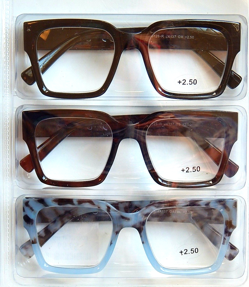 JESSICA SIMPSON 3 PACK SET PREMIUM READING GLASSES READERS +2.50 NEW ...