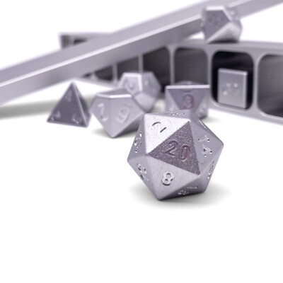 Precision CNC Aluminum Dice Set with Dice Vault – Mithiral Silver | eBay
