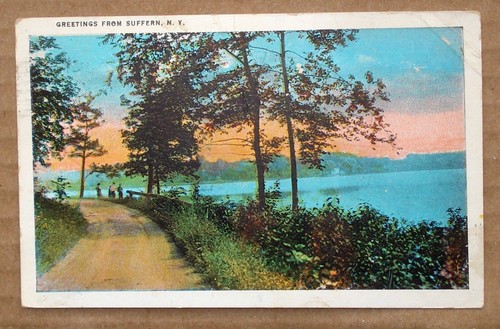 Greetings from Suffern NY New York Lake View Vtg 1931 postcard | eBay