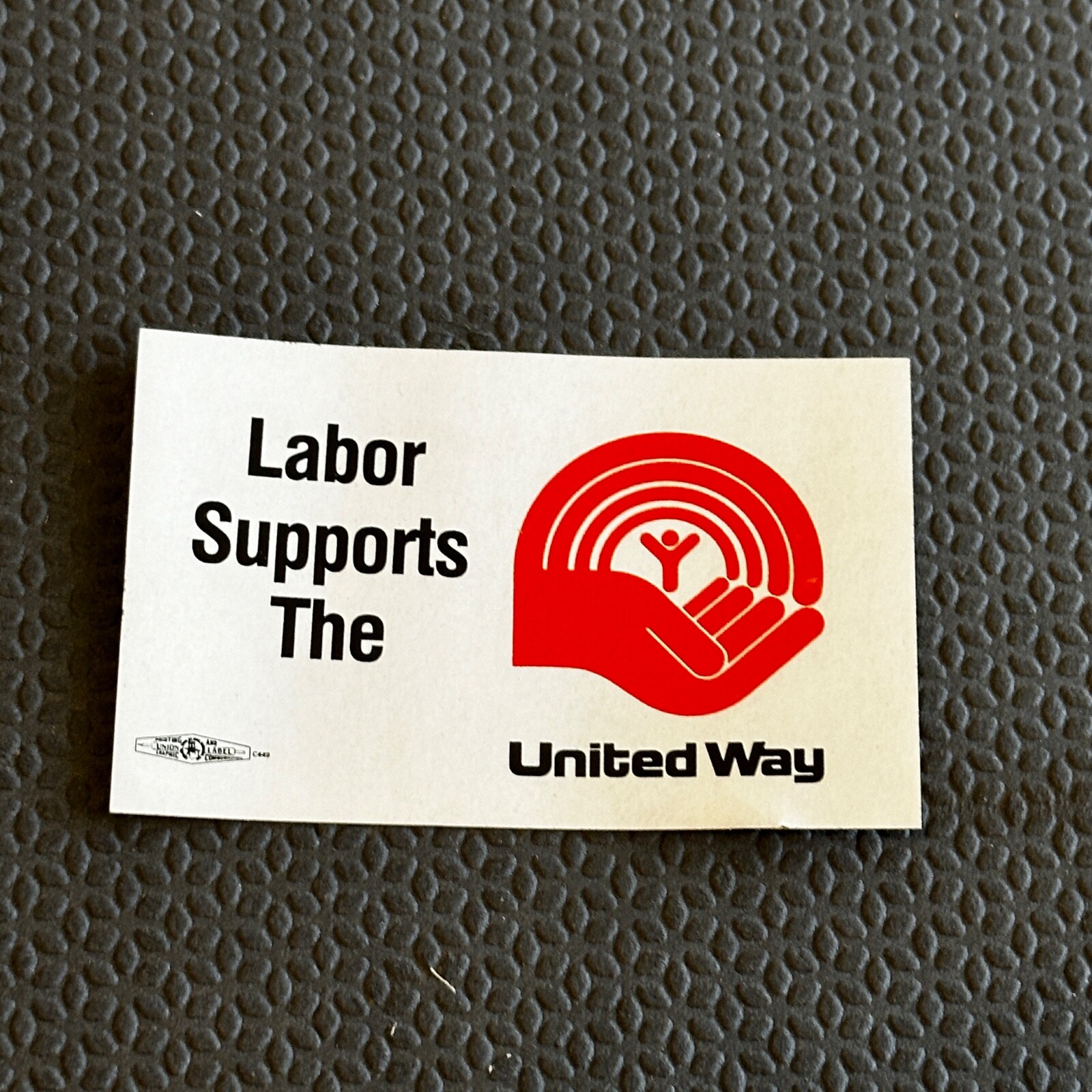 Vintage Sticker United Way Labor Supports The White Red Black 3 in x 2 ...
