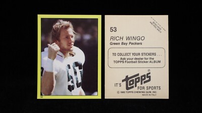 1982 Rich Wingo Green Bay Packers Topps Yellow Sticker #53 | eBay
