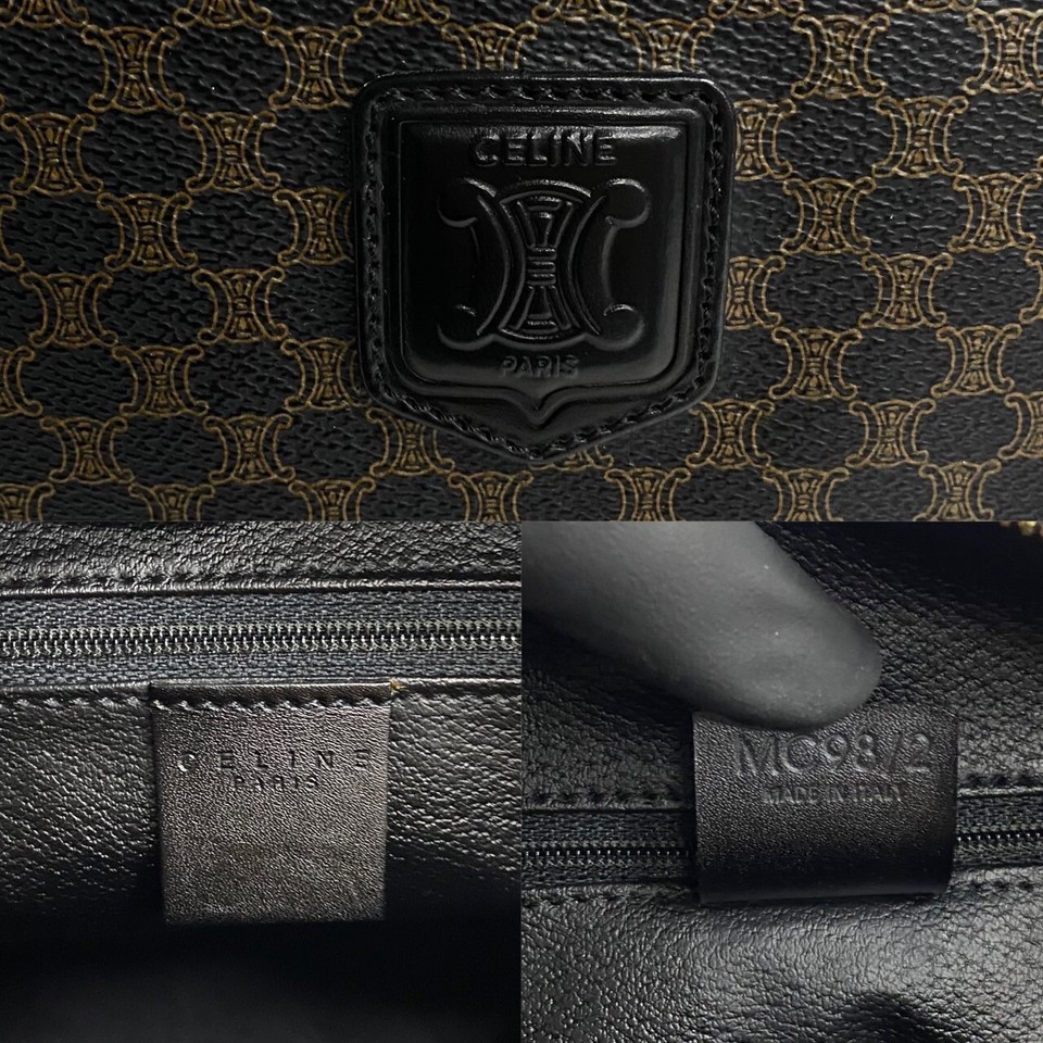 Celine Vintage Macadam Blason Pattern Triomphe Logo Leather Handb | eBay