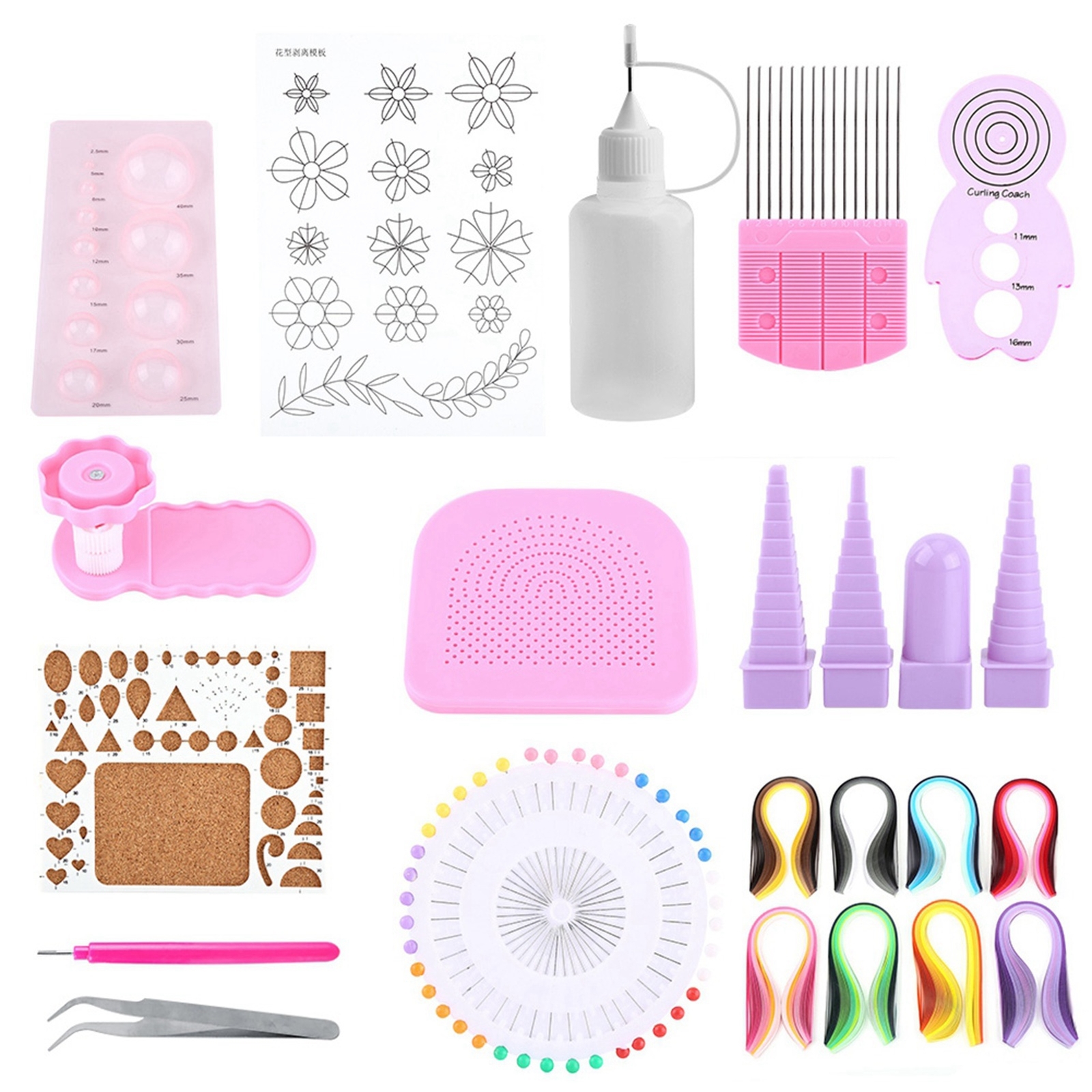 1 Set DIY Quilling Paper Craft Rolling Kit Slotted Tools Strips Tweezer ...