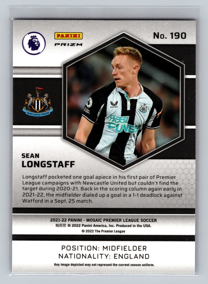 2021 Panini Mosaic EPL #190 Sean Longstaff Red Mosaic | eBay
