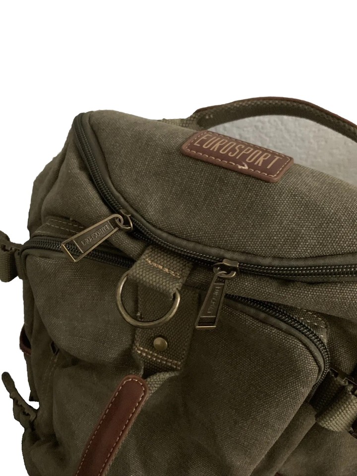 Eurosport Canvas Backpack Bag Olive Green #B718 | eBay