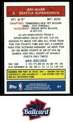 2004-05 Bazooka #61 Ray Allen | eBay