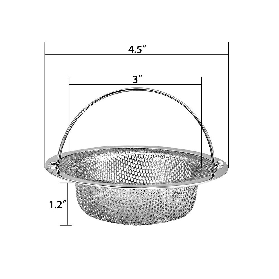 Kitchen Sink Strainer, 2-Pack Sink Strainer Basket with Handle, 4.5 ...
