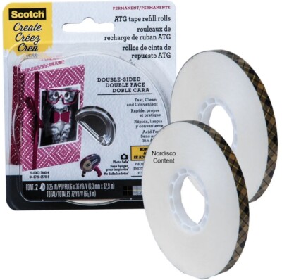 Scotch 085-RAF Acid Free, ATG Tape Refill Rolls, Pack of 2 Rolls 1/4" x ...
