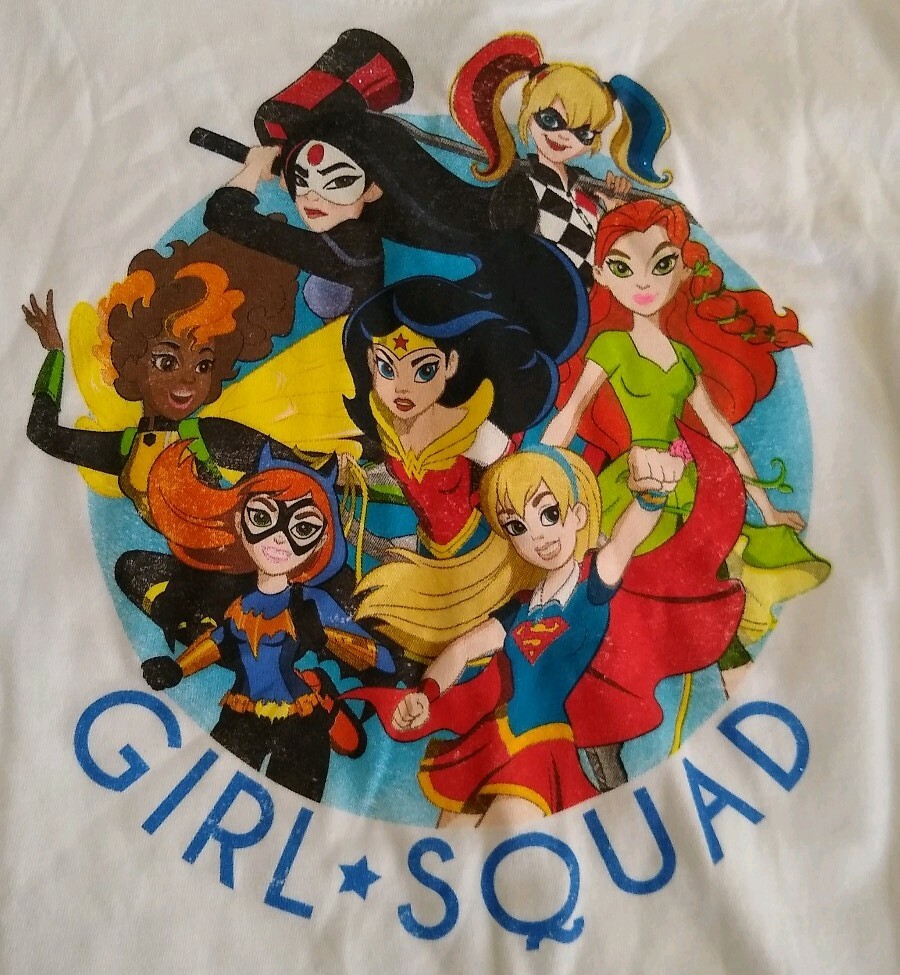 DC Comics Girl's Super Hero Girls Squad Short Sleeve White T-shirt XS(4 ...