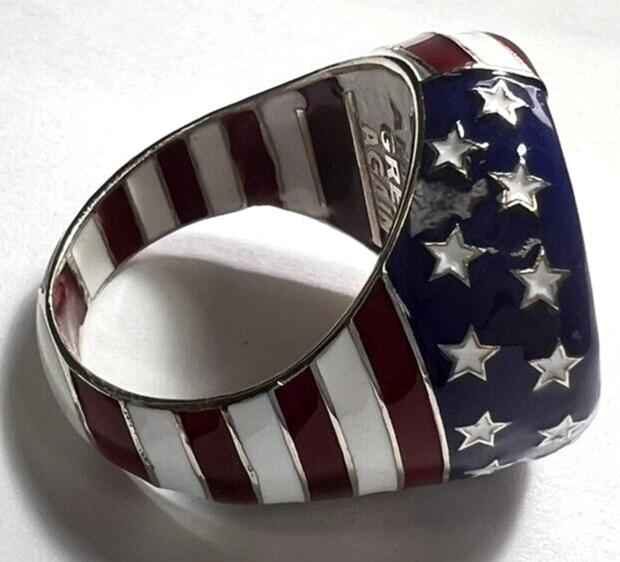 14k Gold Enamel President Donald Trump MAGA Political American Flag ...