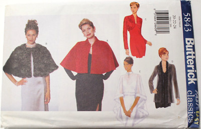Butterick 5843 Misses Cape Jacket & Cover-Up Sewing Pattern in 5 Styles ...