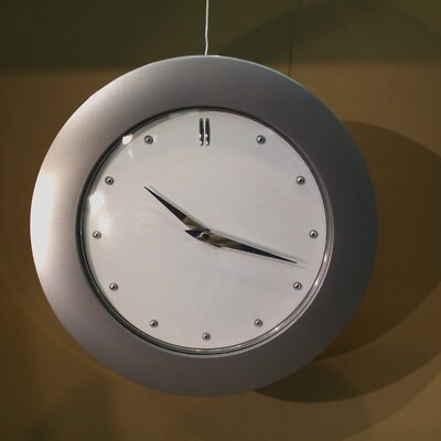 Basic 11" Silver Round Wall Clock Quartz Movement Single Battery ...