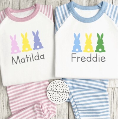 personalised childrens Easter Pyjamas Easter Bunny Rabbit PJs | eBay UK