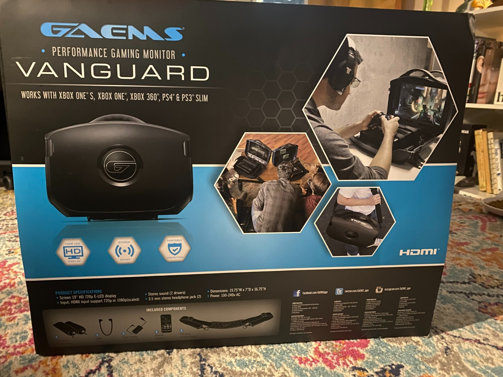 GAEMS Vanguard Black Edition 19" HD LED Monitor-XBOX One,Xbox 360,PS4 ...