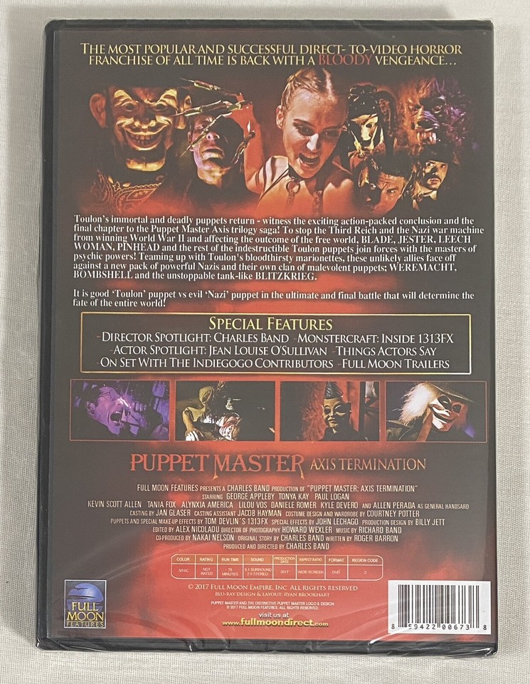 Puppet Master: Axis Termination NEW DVD Horror Full Moon features ...