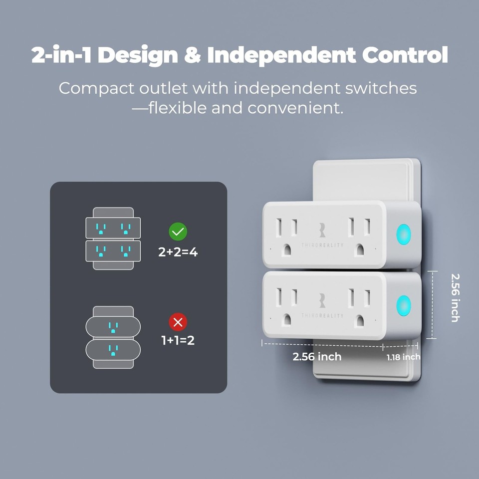 THIRDREALITY Smart Dual Plug 2 Pack, Zigbee 2-in-1 Smart Outlet with Independ... | eBay