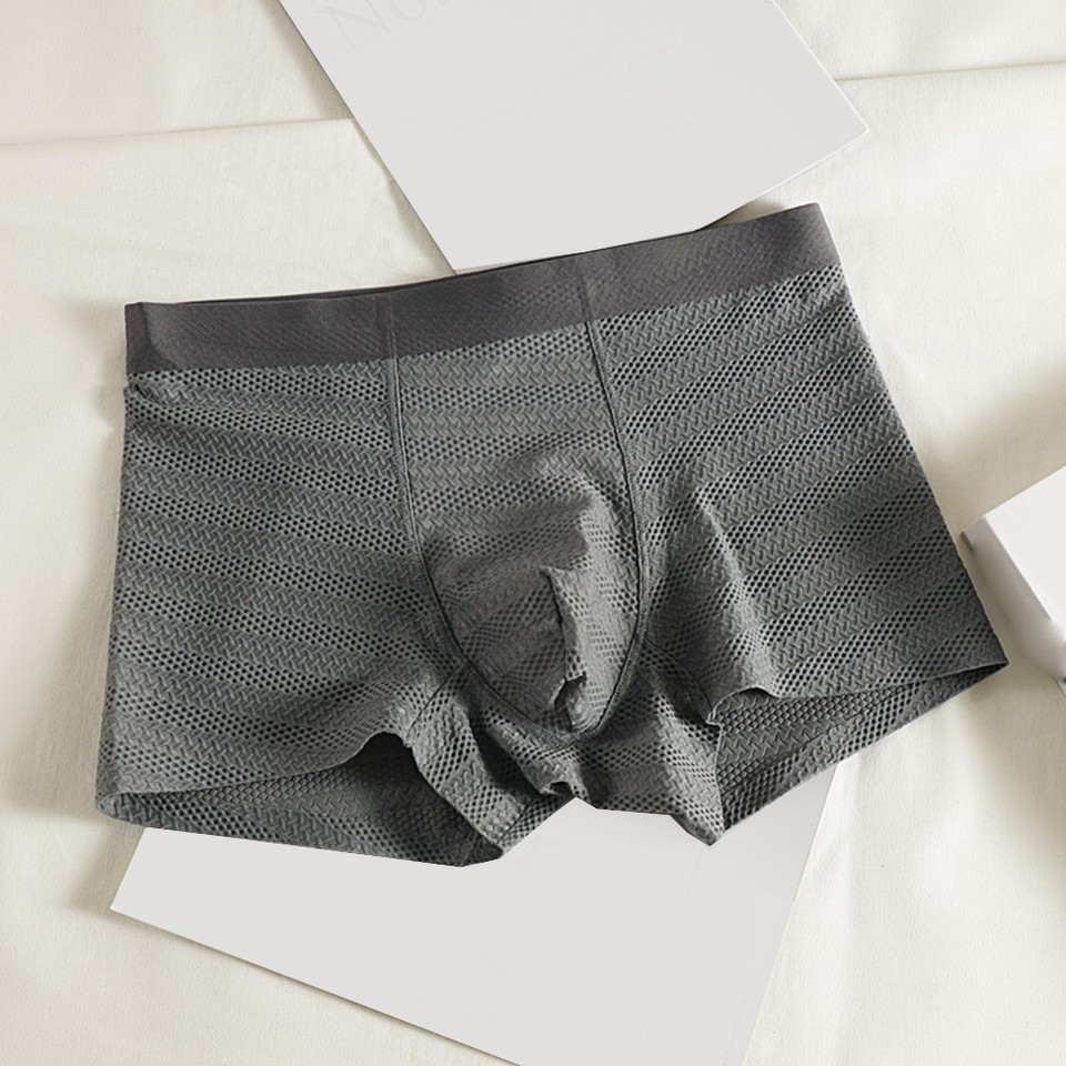 Seamless Ice Silk Trunks for Men Breathable Mesh Jacquard Underwear ...
