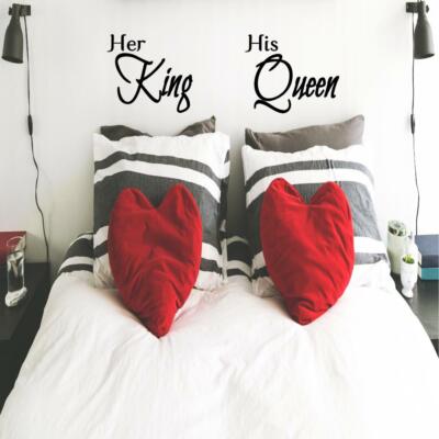 HER KING - HIS QUEEN DECAL Art Decor Vinyl Wall Sticker Mural DIY Home ...