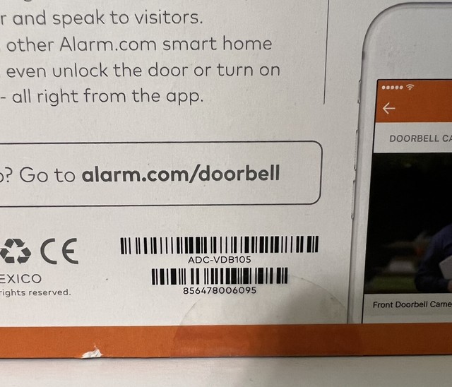 Alarm.com ADC-VDB105 Slim Line Doorbell Camera - Satin Nickel for sale ...