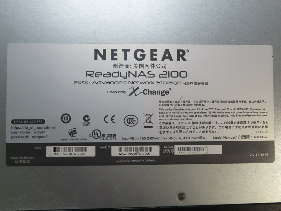 NETGEAR RNRX4410-100NAS READYNAS 2100 ADVANCED NETWORK STORAGE | eBay