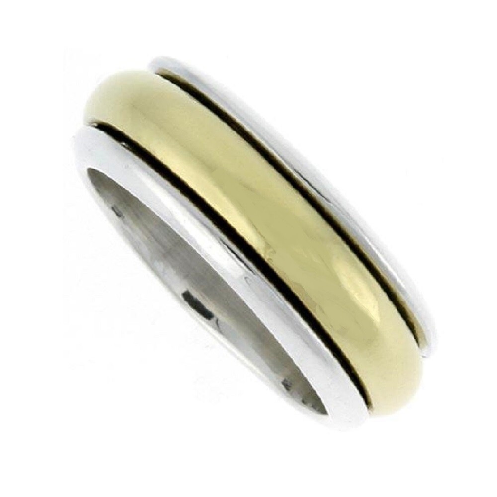Handmade Sterling Silver Spinner Ring w/ Brass Rotating Band | eBay