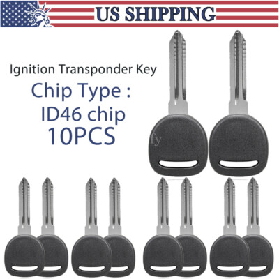 10 Pack Replacement Transponder Ignition 46 Chip Key Uncut Blade Blank ...