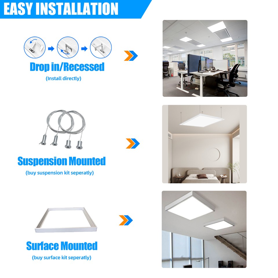 2x2 FT LED Flat Panel Light, 2x4 FT LED Panel Drop Ceiling Lights ...