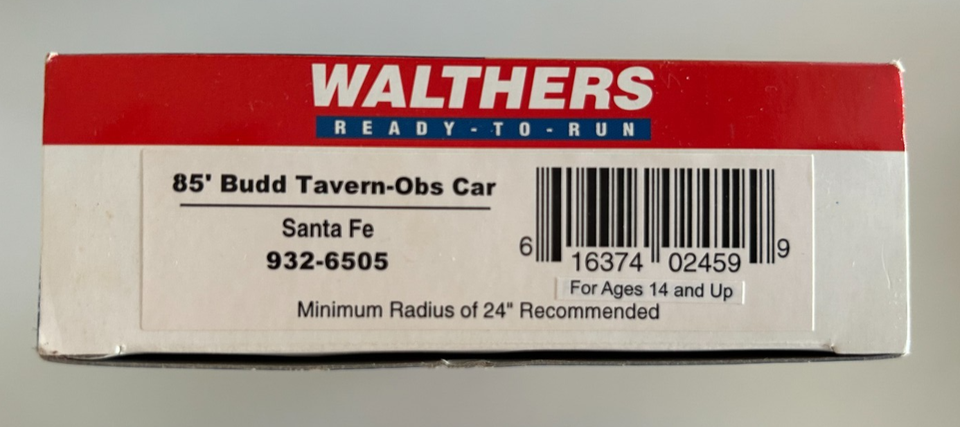 WALTHERS 932-6505 HO Budd Tavern Observation Car - Santa Fe | eBay