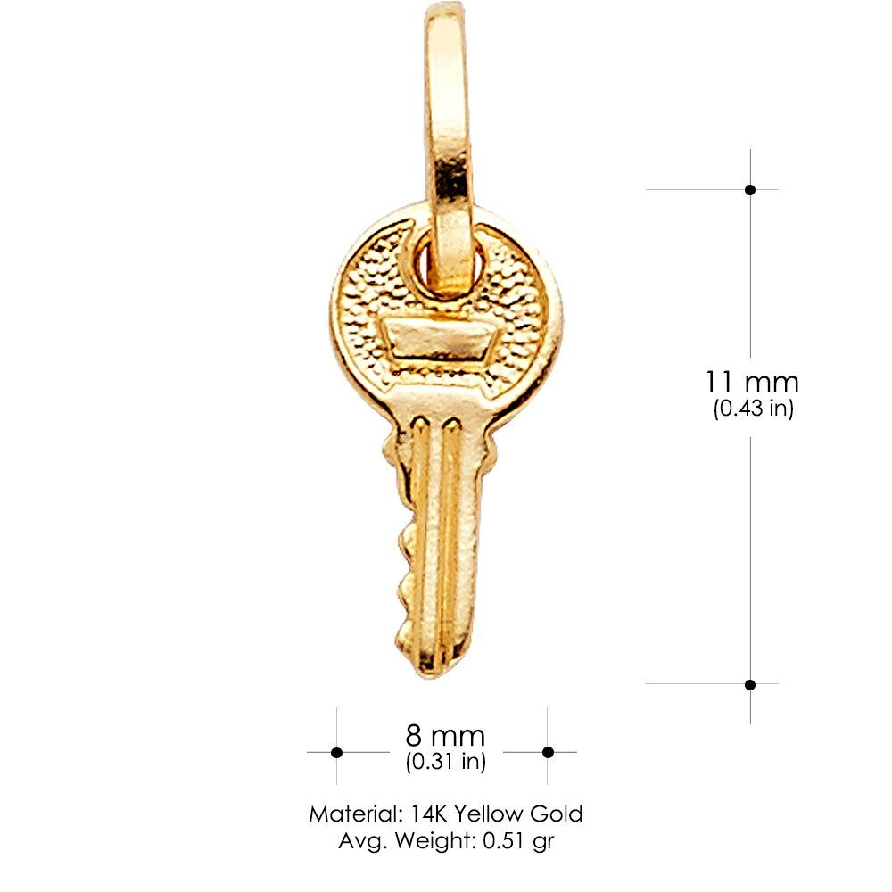 14K Yellow Gold Key Charm Pendant with 0.6mm Box Chain Necklace | eBay
