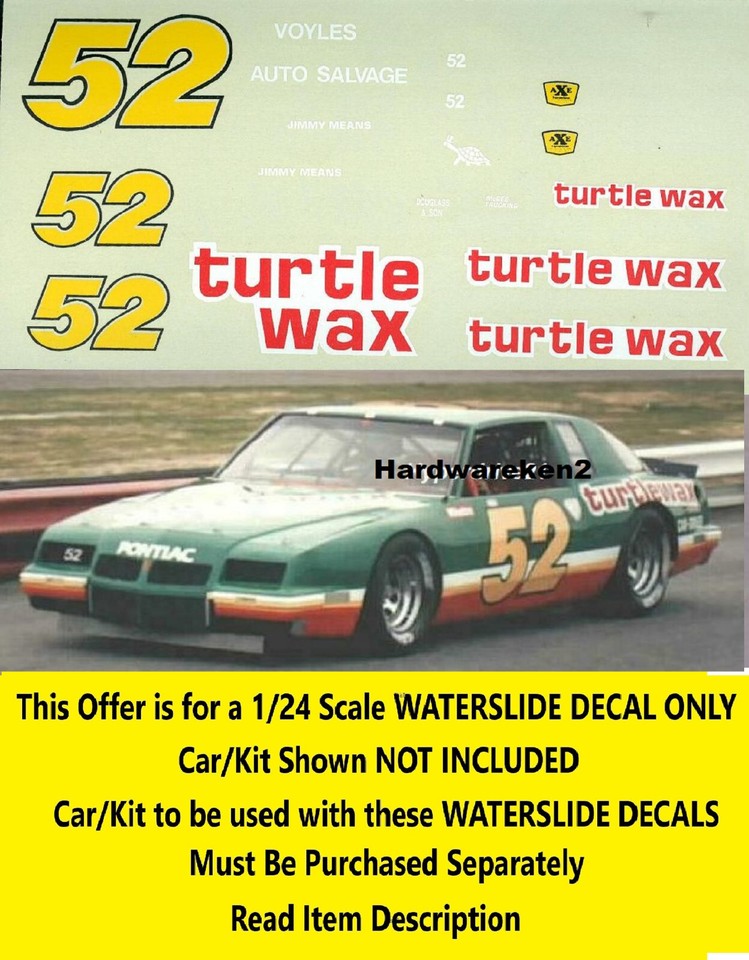NASCAR DECAL #52 TURTLE WAX 1987 MONTE CARLO / GRAND PRIX JIMMY MEANS 1 ...