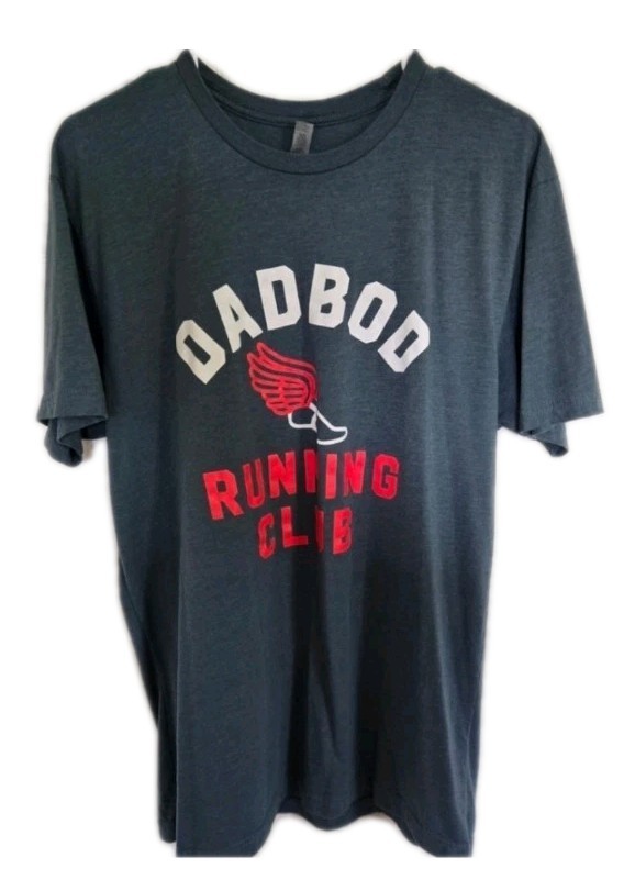 DadBod Apparel Running Club Tee Shirt Mens Size L Blue Gray Graphic Gym ...