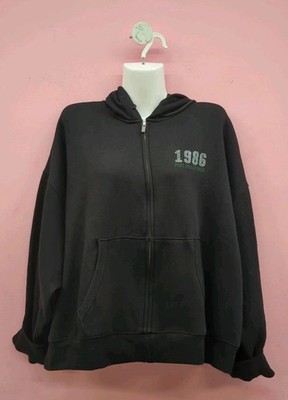 Victoria Secret PINK Ivy Fleece Campus Women's Zip Up Hoodie XL Black ...